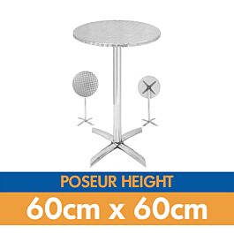 Round poseur aluminium table flip top stacking 2ft