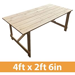 Rustic Folding Table - Raw Wood Rustic Finish 4ft x 2ft 6in